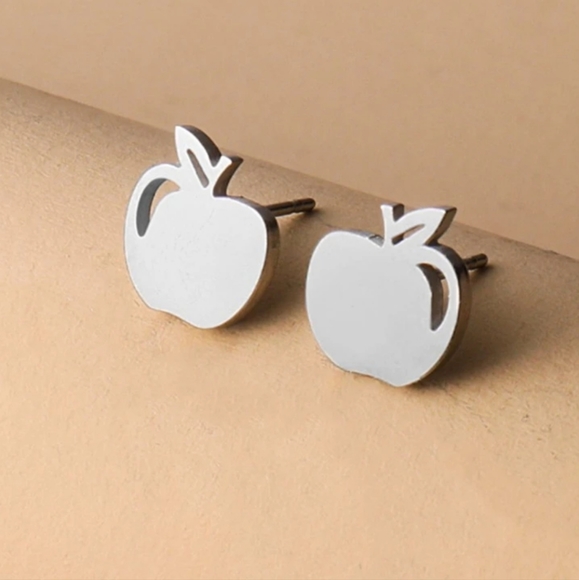 Jewelry | Newsuper Cute Apple Stud Earrings In Silver | Poshmark